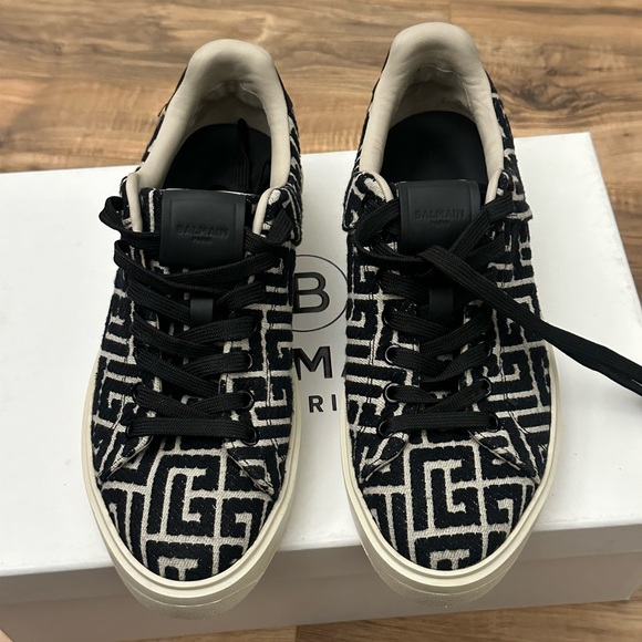 Balmain | Shoes | Balmain B Court Sneakers In Monogram Jacquard Cotton ...